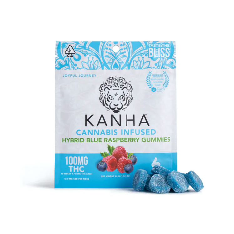 Kanha Treats - Hybrid Blue Raspberry Gummies 100MG - The Kind Center