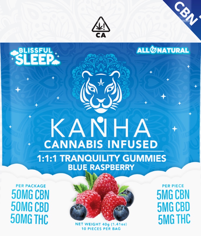 Kanha Treats - THC/CBD/CBN Tranquility Blue Raspberry Gummies 150MG ...