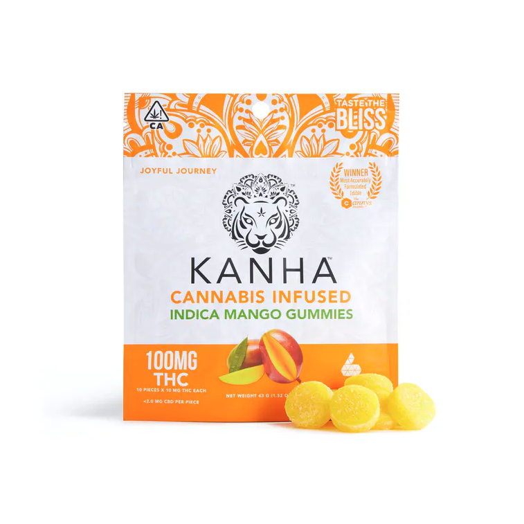 Kanha Treats - Indica Mango Gummies 100MG - The Kind Center
