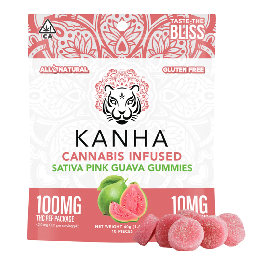 Kanha Treats - Sativa Pink Guava Gummies 100mg - The Kind Center