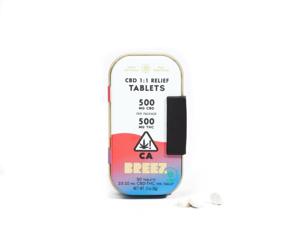 Breez - CBD/THC Relief Tablet Tin 1000MG - The Kind Center