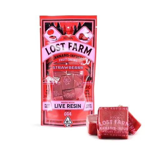 Kiva Confections - Lost Farm LR Strawberry Fruit Chews 100MG - The Kind ...
