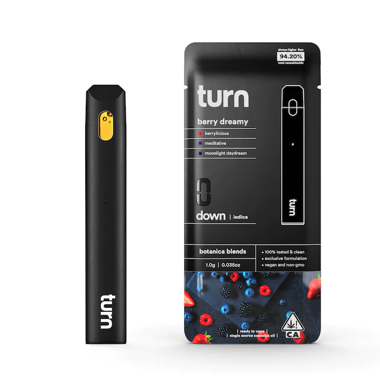 Turn Indica Berry Dreamy Disposable Vape Pen 1G The Kind Center Turn Indica Berry Dreamy Disposable Vape Pen 1G The Kind Center