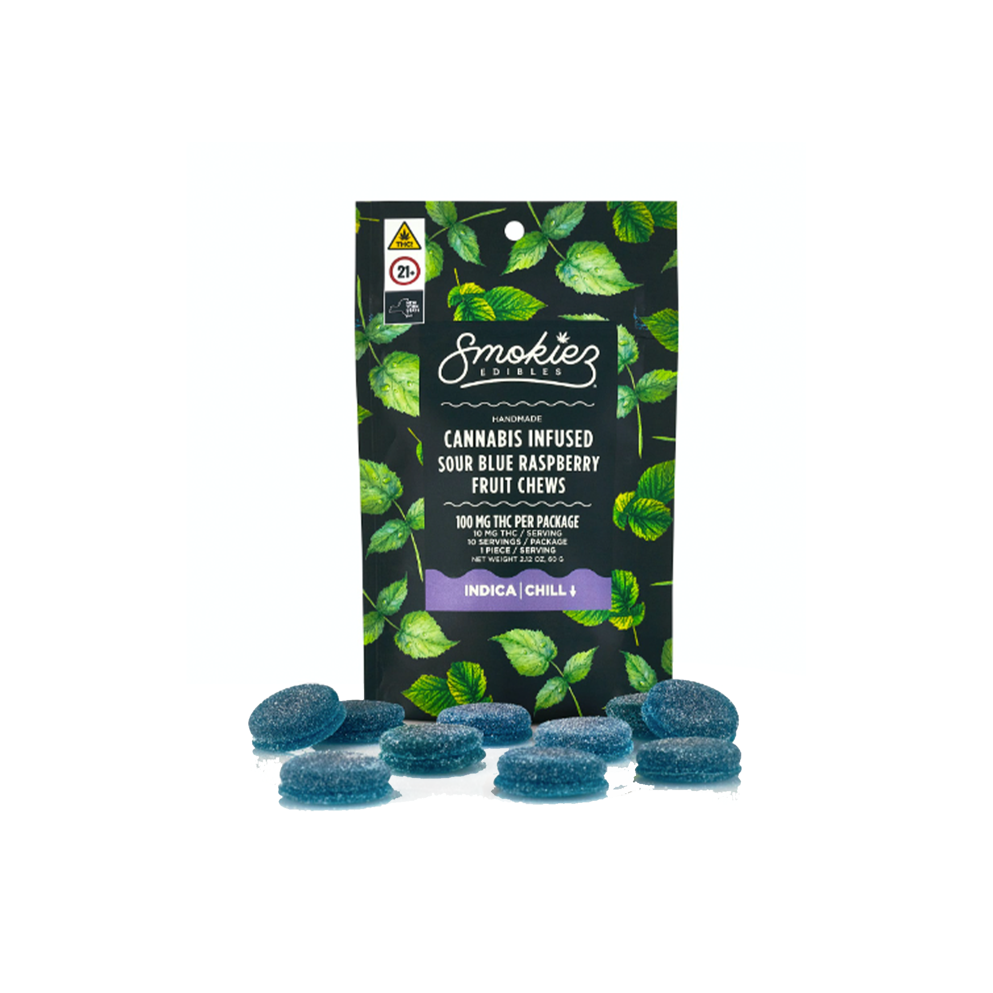Smokiez Edibles - Sour Blue Raspberry Indica Fruit Chews 100mg - The ...