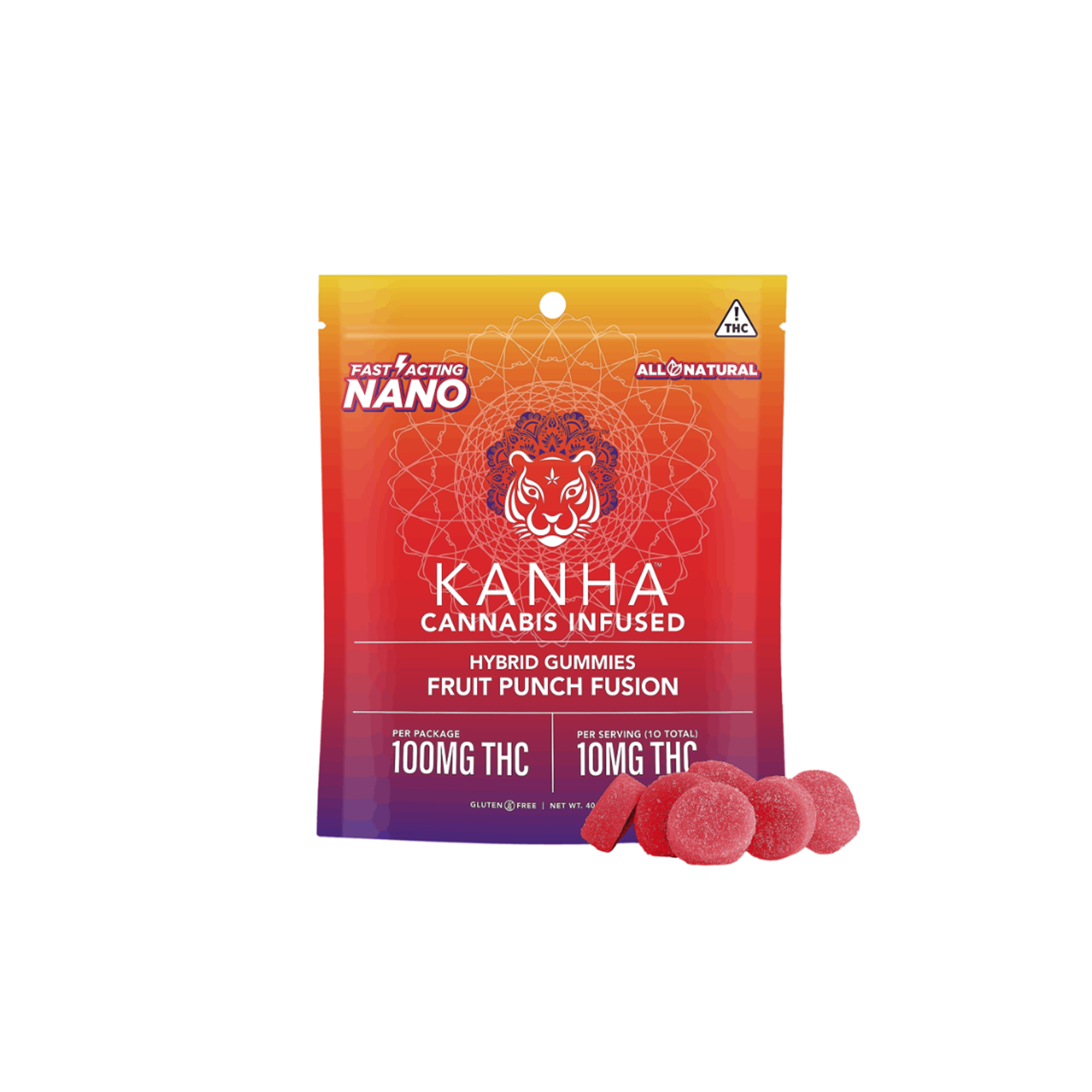 Kanha Treats - NANO Hybrid Fruit Punch Gummies 100MG - The Kind Center