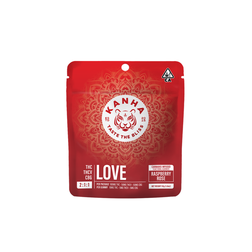 Kanha - Raspberry Rose LOVE Gummies 2:1:1 THC:THCv:CBG - The Kind Center