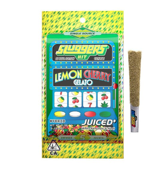 Sluggers Hit - Lemon Cherry Gelato Infused Pre-Rolls 5pk - The Kind Center Sluggers Hit - Lemon Cherry Gelato Infused Pre-Rolls 5pk - The Kind Center
